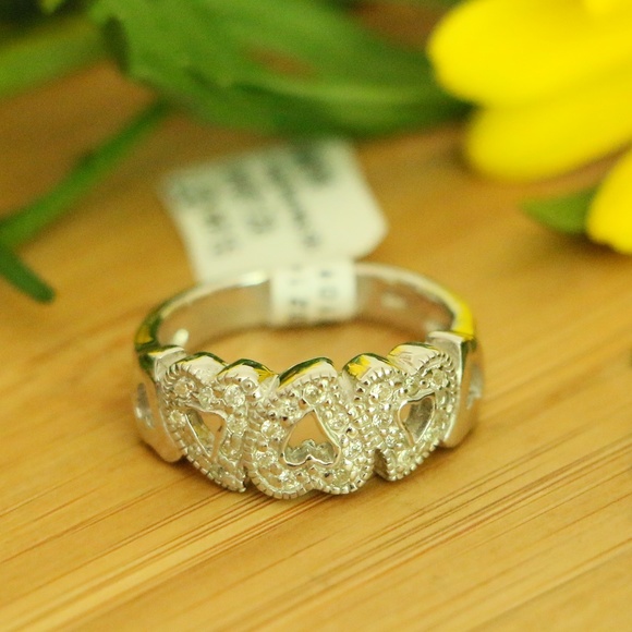 Teeda | Jewelry | 925 Sterling Silver Hearts Cubic Zirconia Rings ...